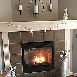 Boddenly Easter Bunny Carrot Garland, Banner Decorations For The Home, Stuffed Rabbit, Plaited Carrot, Wooden Beads, Fireplace, Kids Room Wall Hanging Happy Party, 40 Inch