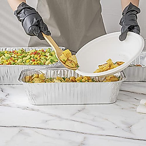 Restaurantware Foil Lux 12.5 x 6.5 Inch Loaf Foil Pans 25 Oven-Ready Foil Trays Lids Sold Separately 1/3 Third-Size 5 LB Silver Aluminum Disposable Baking Pans Freezable