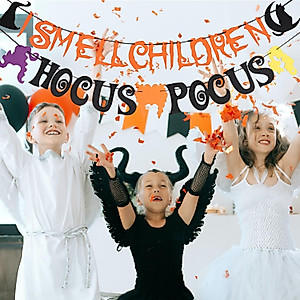 Halloween Hocus Pocus Decor Banner, Felt I Smell Children Banner Sanderson Sisters Sign for Hocus Pocus Halloween I Smell Children Decorations