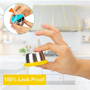 Ecurfu Salad Dressing Containers To Go, 3x1.5 oz Small Condiment Containers with Lids, 18/8 Stainless Steel Dipping Sauce Cups Set Leakproof, Fits in Kids Bento Box for Lunch, Picnic and Travel