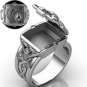 ZHANGHY Men's Rings, Rings are Used for Decoration on diff Fashion Classic Pattern Storage Ring Unisex Punk Hip Hop Cross Vine Secret Compartment Rings for Women Men Anniversary (Size : 11)