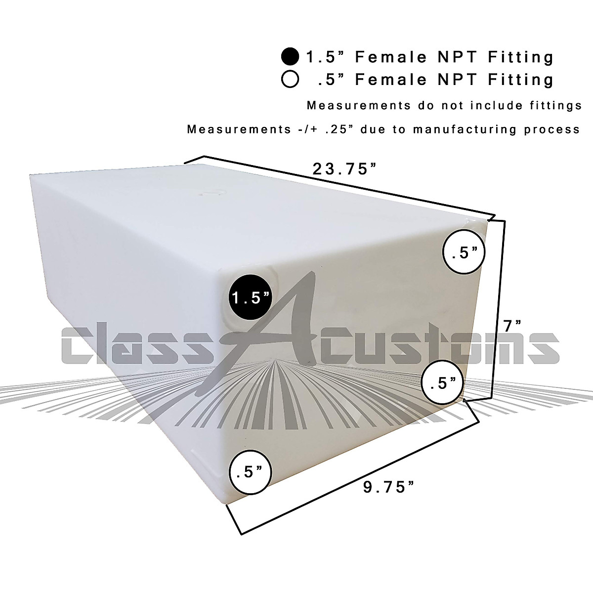 Class A Customs | 7 Gallon RV Concession Fresh Water Tank with 12 Volt Water Pump | T-0700-PUMP