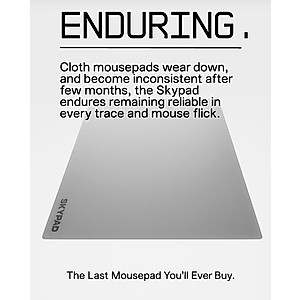 SkyPAD Glass 3.0 XL Gaming Mouse Pad with Text Logo | Professional Large Mouse Mat | 400 x 500 mm | White | Special Glass Surface with Improved Precision and Speed