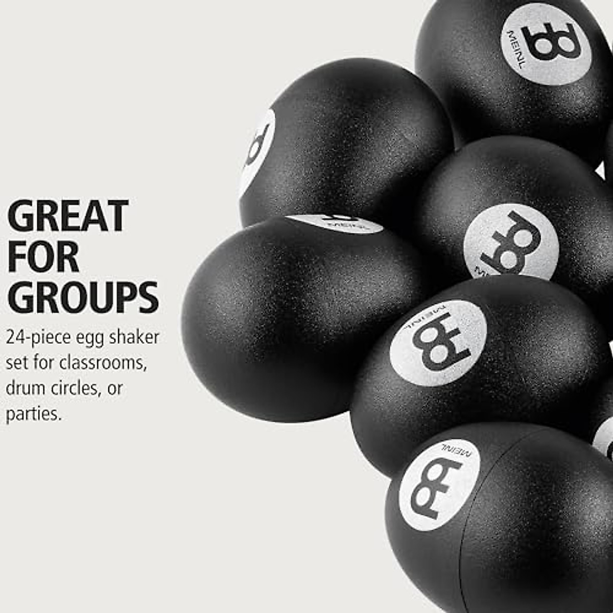 Meinl Percussion Egg Shaker Pack (24 Pieces) for All Musicians with Crystal Clear Sounds — NOT Made in China — Durable All-Weather Synthetic Shells, 2-Year Warranty (ES-SET24-BK)