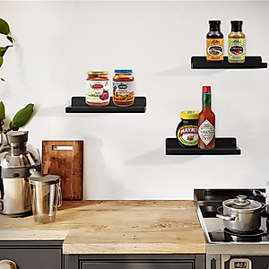 NIUBEST Small Floating Shelf,5 x 8.5 Inch,Set of 3 Small Wall Shelf for Bedroom Living Room Bathroom Kitchen Office (Black)