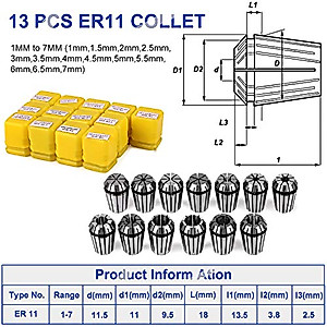 CNC Spindle, MYSWEETY 500W Air Cooled 0.5kw Milling Motor and Spindle Speed Power Converter and 52mm Clamp and 13pcs ER11 Collet for DIY Engraving