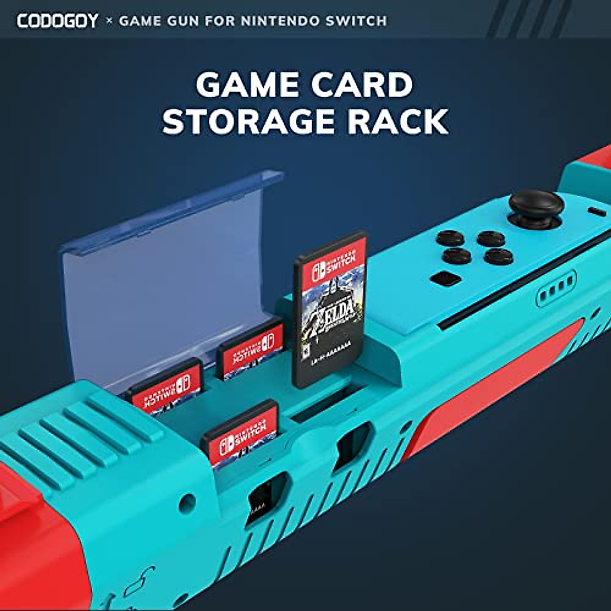 CODOGOY Shooting Game Gun Controller Compatible with Switch/Switch OLED Joy-Con, Hand Grip Motion Controller for Nintendo Switch Shooter Hunting Games (Red+Blue)