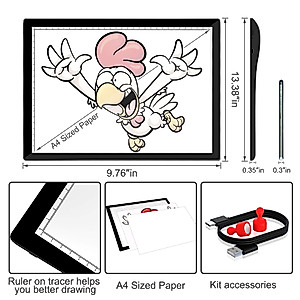 Light Tracing Box Rechargeable, Winshine Portable LED Light Board, Light Board for Diamond Art Painting, 5 Levels Stepless Dimming Drawing Tracking Light Pad, Artistic Design Sketching