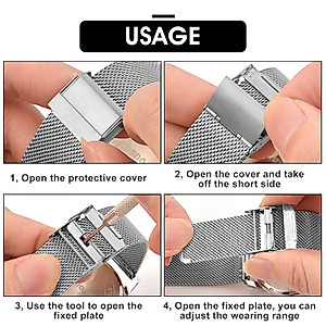 cobee Milanese Mesh Watch Bands, Quick Release Replacement Watch Straps Adjustable Stainless Steel Watchbands for Men Women Universal Metal Mesh Straps Compatible with 18mm Lug Width(Silver, 18mm)