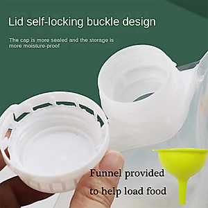 Grain Moisture-proof Sealed Bag, Reusable 10 pcs Transparent Grain Storage Suction Bags, Large Capacity Stand Up Sealed Odor-Resistant Packaging Bags for Multipurpose Food Storage, with Funnel (2.5L)