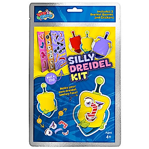 Izzy 'n' Dizzy Silly Dreidels - Includes 3 Dreidels Boards and Stickers - Hanukkah Arts and Crafts - Gifts and Games