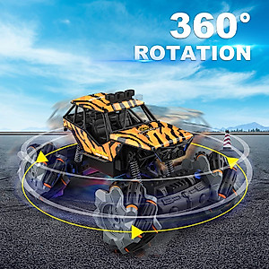 Growsly Remote Control Car Rc Cars, High Speed Monster Trucks for Boys, 1:18 Scale 4WD Toy Trucks, 2.4Ghz All Terrain Off Road Rc Rock Crawler with 2 Rechargeable Batteries and Led Lights