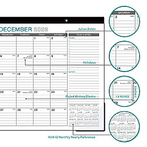 2023-2024 Desk Calendar - 18 Months Large Monthly Desk Calendar from Jul 2023 - Dec 2024, 17" x 12", Desk Pad, Large Ruled Blocks, To-do List & Notes, Best Desk Calendar for Organizing