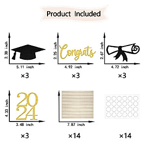 2024 Graduation centerpiece Sticks,Class of 2024 Table Toppers for Graduation Decorations,Graduation Party Centerpieces for Tables 12 Pieces Gold Black