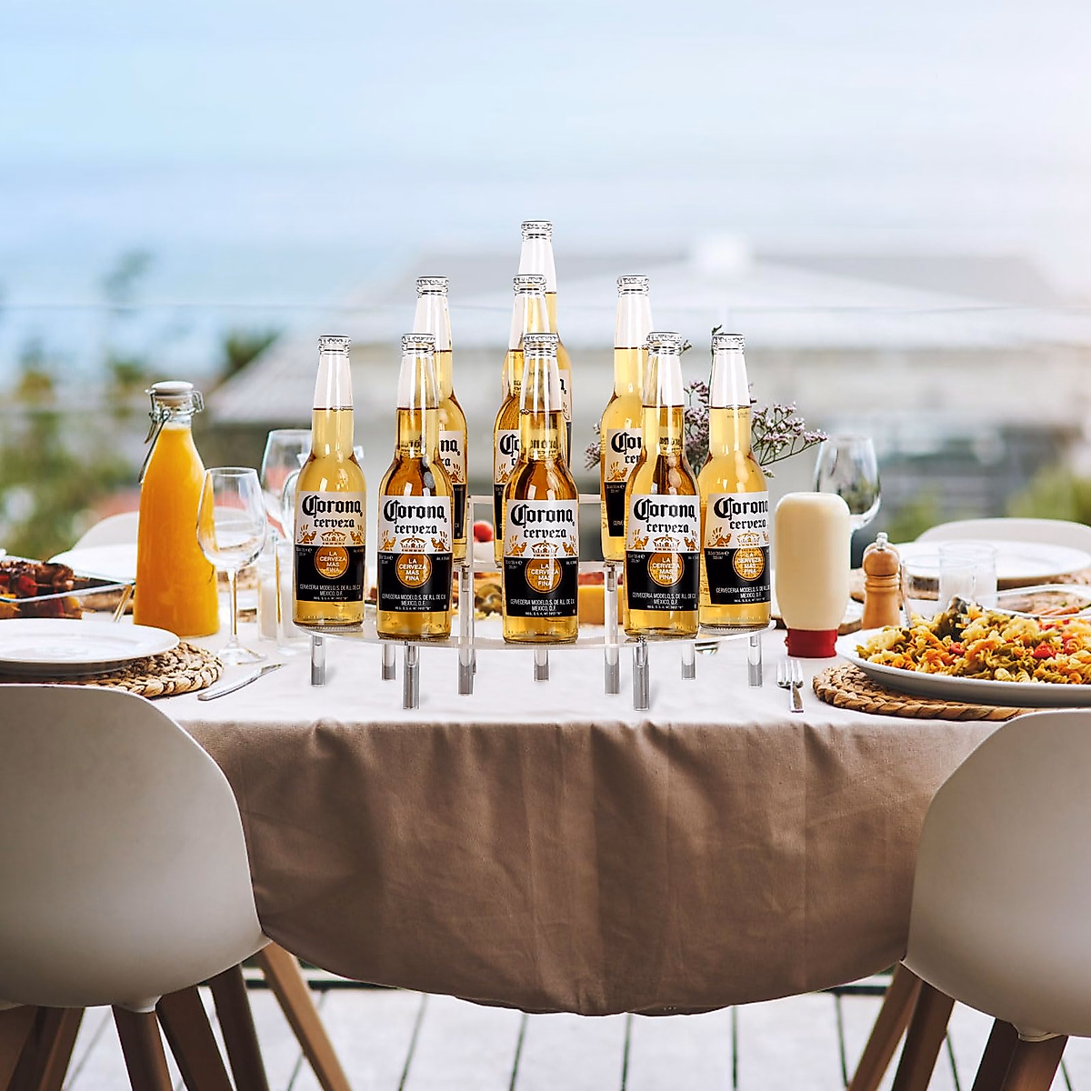 Anglelife 2 Set, Half Moon Acrylic Display Risers, 3 Tier Clear Perfume Stand Organizer, Cupcake Stand Risers, Dessert Stand, Clear Shelf Risers Display Stand for Food, Amiibo Funko POP Figure