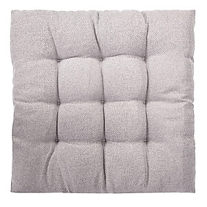 POMIU Outdoor Chair Cushions for Patio and Garden Furniture, Chair Pads Set Premium Comfortable Thick Fiber Fill Tufted Seat Floor Cover (2 Pack, 19" x 19", Silver)