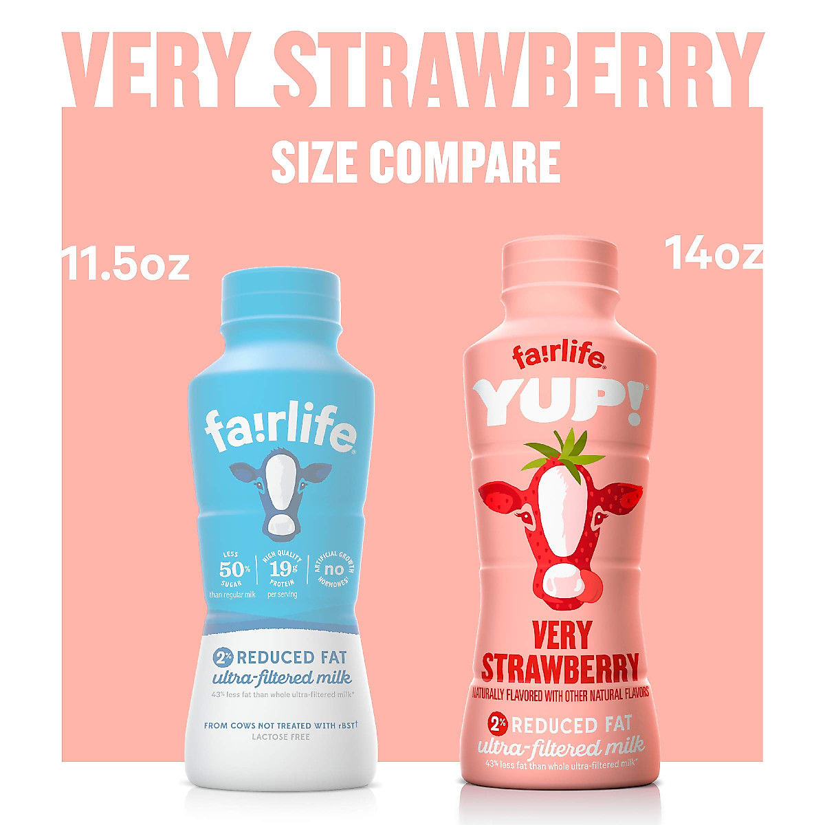 fairlife YUP! Low Fat, Ultra-Filtered Milk, Very Strawberry Flavor, All Natural Flavors (Packaging May Vary), 14 Fl Oz (Pac-k of 12)