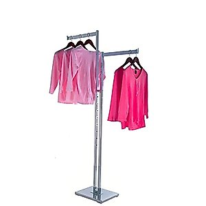 Only Garment Racks #2262 Two Way Rack with Blade Arms Only Garment Racks - Clothing Rack - Heavy Duty Chrome - 2 Way Clothes Rack, Adjustable Height Decorative Blade Arms, Perfect for Retail Clothing Store Display - (2) Rectangular Tubing Blade Arms