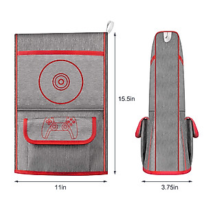 Eyglo Anti-Dust Cover for PS5 Sony PlayStation 5 Console Protective Cover Case -Anti Scratch and Waterproof, Support for PS5/Controllers/12 Game Discs (Red)