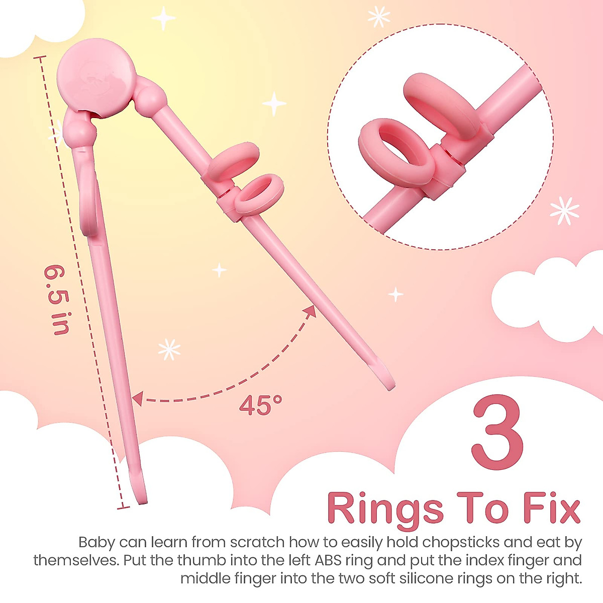 MOTZU 4 Pairs Training Children Beginners Chopsticks - Fun and Easy to Use Cheater Chopsticks, Learning Chopstick Helper, Plastic Practice Chopsticks for Kids & Adults - Reusable & Dishwasher Safe