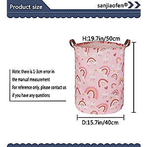 Sanjiaofen Pink Hamper,Rainbow Laundry Basket Collapsible Girls Storage Baskets for Kids Room Decor,Toy Organizer,Gift Hamper(Pink hamper) …