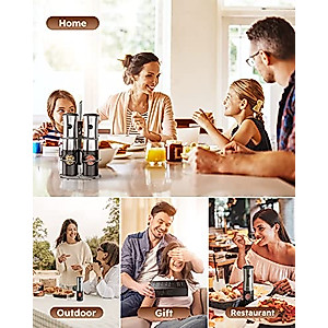 Sangcon Electric Salt and Pepper Grinder Set - Automatic Pepper Mills with LED Light - Battery Operated Salt and Pepper Shakers with Stand & Sangcon 5 in 1 Blender and Food Processor Combo for Kitche