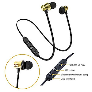 LUYANhapy9 Wired Headset Magnetic in-Ear Stereo Headset Earphone Wireless Bluetooth 4.2 Headphone Gift Black