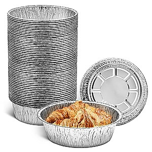 LEGLO 6'' Round Tin Foil Cake Pans - Round Cake Pan Baking Container Pack of 50 Foil Pan Aluminum Foil Pans Microwave Cooking Pan Heavy Duty Cooking Pans- Round Baking Pan Storage Aluminum Pie Pans