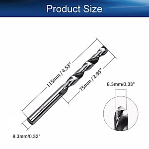 Auniwaig HSS Straight Shank 8.3mm Dia Twist Drill Drilling Hole Bits for Woodworking,Steel Aluminum Alloy 2pcs