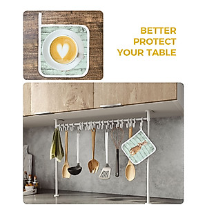 Happy Easter Rabbits 2 Pack Pot Holders Heat Insulation Hot Pads, Cute Cartoon Bunny Washable Oven Pot Holder Set for Kitchen Spring Blue Wood Grain Potholders for Baking Cooking Dining Table