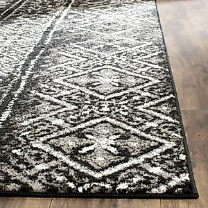 SAFAVIEH Adirondack Collection Area Rug - 9' x 12', Black & Silver, Moroccan Boho Distressed Design, Non-Shedding & Easy Care, Ideal for High Traffic Areas in Living Room, Bedroom (ADR111C)