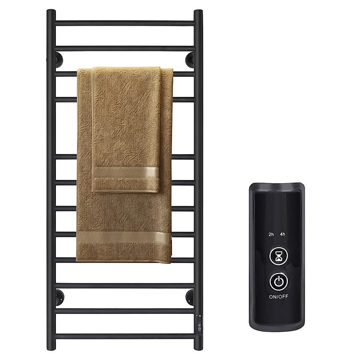JSLOVE Towel Warmer Wall Mounted Heated Towel Racks for Bathroom, Stainless Steel Hot Towel Rack with Timer (12 Bars Matte Black)