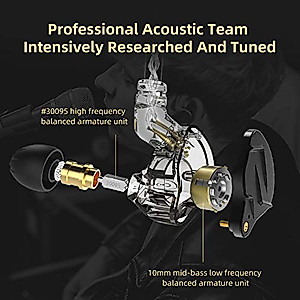 KZ ZSN PRO X 1DD+1BA Dynamic Drive Balanced Armature Hybrid in Ear Earphone,HiFi DJ Monito Running Sport Noise Cancelling, Metal Earphone Earbud,2PIN Detachable Cable Headset (Black with mic)