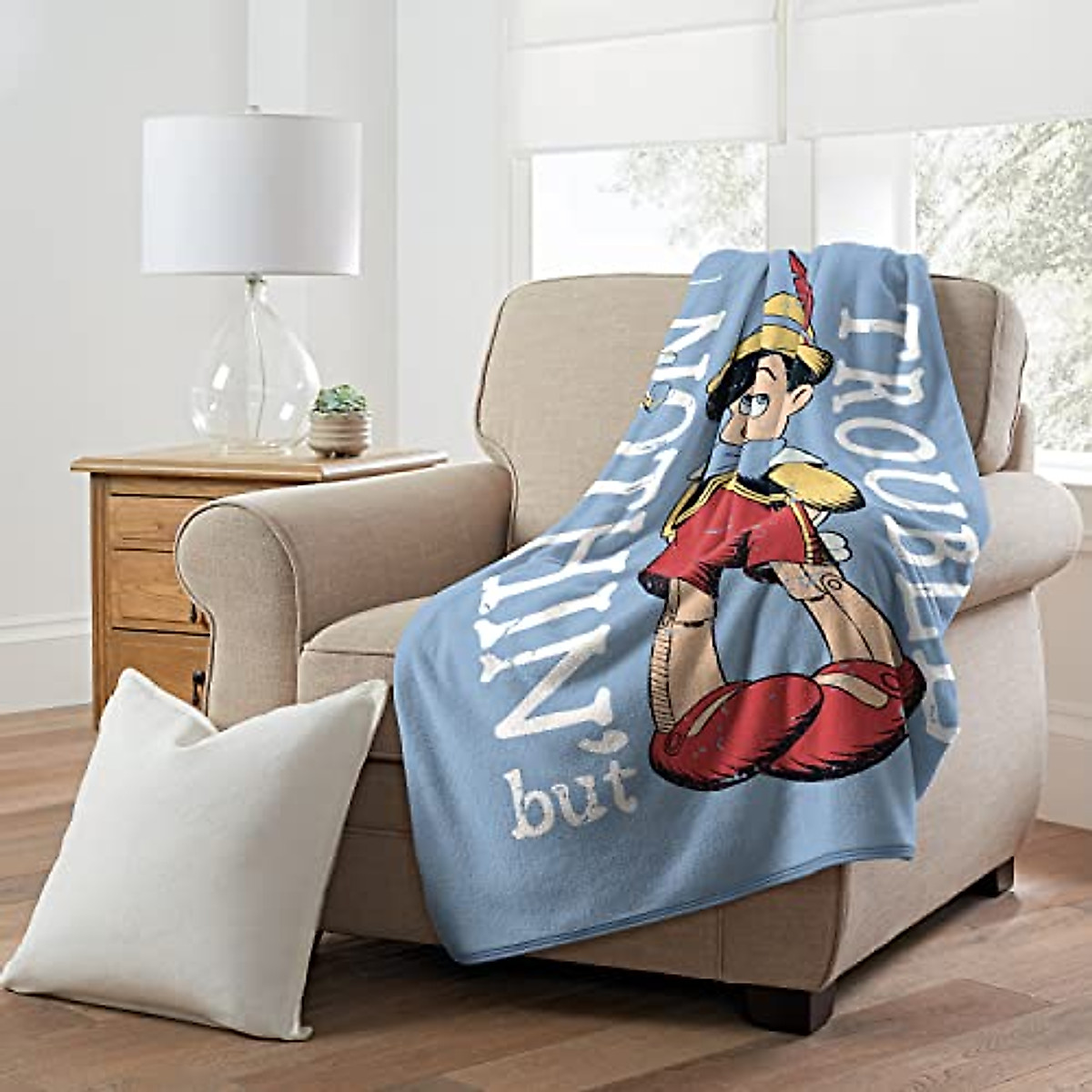 Northwest Disney's Pinocchio Micro Raschel Throw Blanket, 46" x 60", Trouble