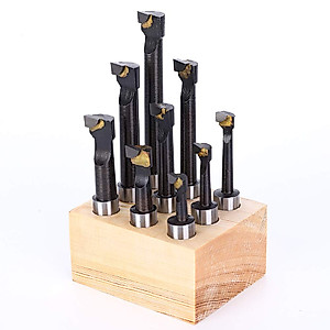 3/8" Boring Bar Set, 9PCS F1 Type Boring Cutter HSS Boring Head Set, CNC Milling Tools Kit Set Lathe Parts, Carbide Tip Boring Bar Set