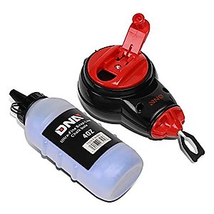 DNA Motoring TOOLS-00095 Contractor Chalk Line Kit, Self-Chalking Cotton Snap Line, Plumb Bob Chalk Line Reel, Line Level, & Chalk Bottle, 100 Ft, 1 Kit, Red , Blue