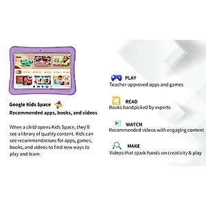 NOBKLEN Kids Tablet 10 Inch, Android 13, 4GB+64GB, 8-Core CPU, WiFi 6, 12H Battery Life, Parental Control, 1280 * 800 HD Display, Dual Cameras, Shockproof Case, Pre-Installed Educational Apps