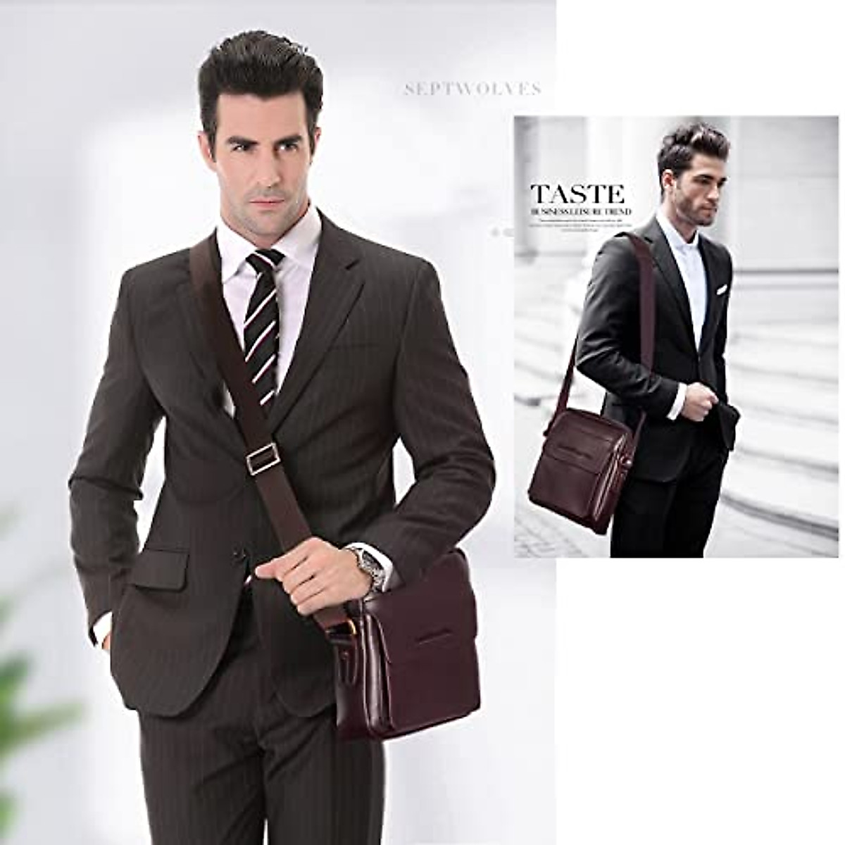 Leathario Men's Crossbody Bag Leather Shoulder bag For Men Messenger Sling Bag For Work Business Satchel Travel