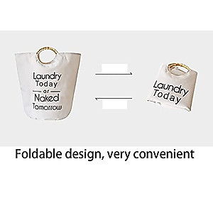 Laundry Basket Organizer Collapsible Waterproof Burlap Foldable Laundry Sorter Hamper Bin Basket for Clothes With Bamboo Handles (Brown, 19.3"(H) x 15.0" (D))