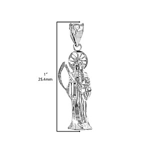.925 Sterling Silver Nuestra Señora de la Santa Muerte Our Lady of the Holy Death Catholic Pendant - Pendant Only