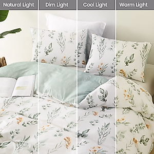 Reversible Floral Duvet Cover Set Queen Size with Button Closure, Corner Ties,1 Queen Duvet Cover 90"x90"&2 Pillowcases 20"x26"