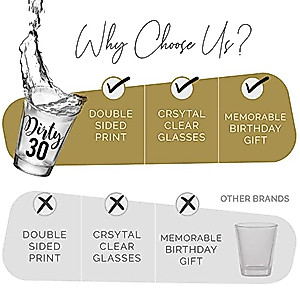 Dirty 30 Shot Glasses 30th Birthday Party Favors, Dirty Thirty Birthday Decorations for Her and Him, Reusable Drinking Cup, Set of 12 Party Favor Dirty 30 Birthday Gifts for Men or Women, 1.75 oz