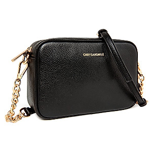 Chrysansmile Crossbody Bags for Women Genuine Leather Small Purse Black Soft Cross Body Bag with Tassel