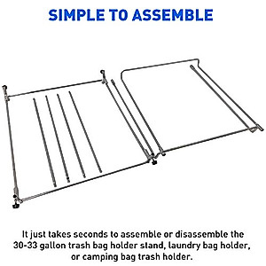 EasyGo Trash Bag Holder – Outdoor Leaf Bag Stand – Multi-Use Garbage Bag Holder Frame - Holds 30-45 Gallon Bags - Great for Camping, Leaves, Gardening and Parties