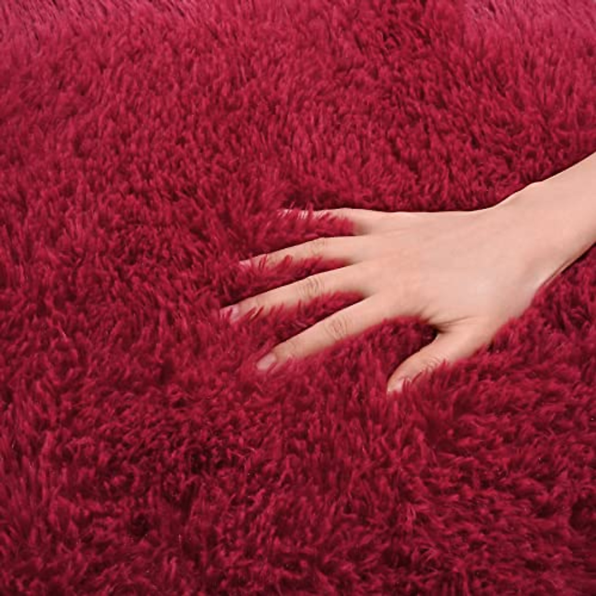 DETUM Wine Red Runner Rug 2' X 6' Fluffy Burgundy Area Rugs for Bedroom Bedside Soft Living Room Shag Rugs Hallyway Entryway 24 x 72 Inch Room Decor