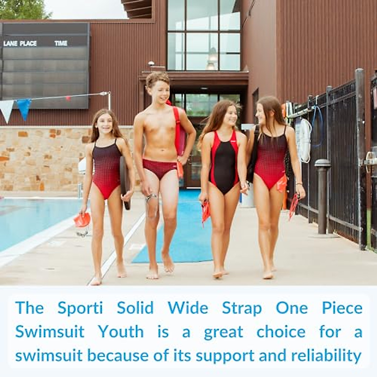 Sporti Solid Wide Strap One Piece Swimsuit Youth (22-28) - Navy - 26Y