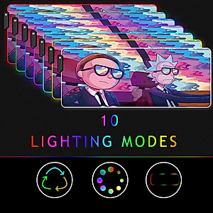 Envysun RGB Mouse Pad LED Light Gaming Mouse Pad with Rubber Base Colorful Computer Carpet Desk Mat for PC Laptop (31.5 11.8 inch) (80x30 rgmomo)