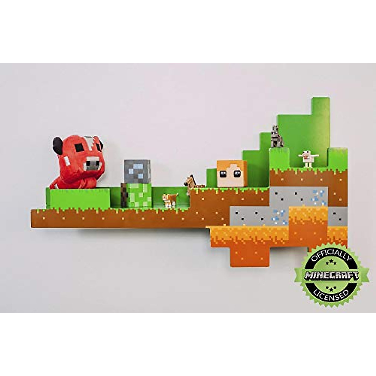 Minecraft Overworld Wall Shelf, Wall Decor | 2 Feet Long | Holds 15 Pounds