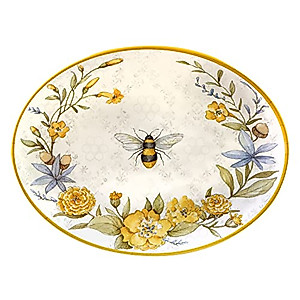 Certified International Bee Sweet 2 Piece Melamine Platter Set, Multicolor , Large