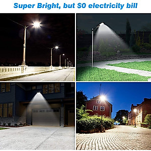 600W Solar Street Light Outdoor Waterproof Parking Lot Light 990leds with Motion Sensor and Remote 60000LM Dusk to Dawn 6500K Solar LED Street Light IP65 for Driveway,Playground,Basketball,Garage